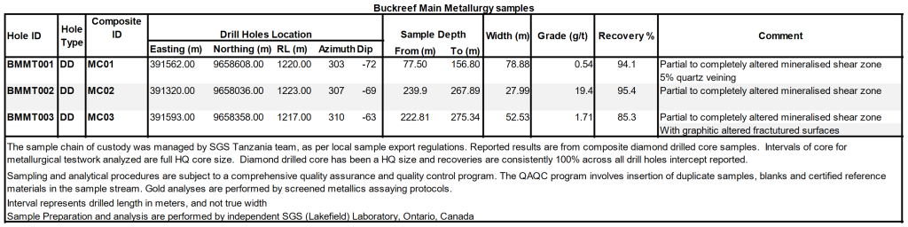 Positive Updated Metallurgical Test Work at the Buckreef Gold Project ...